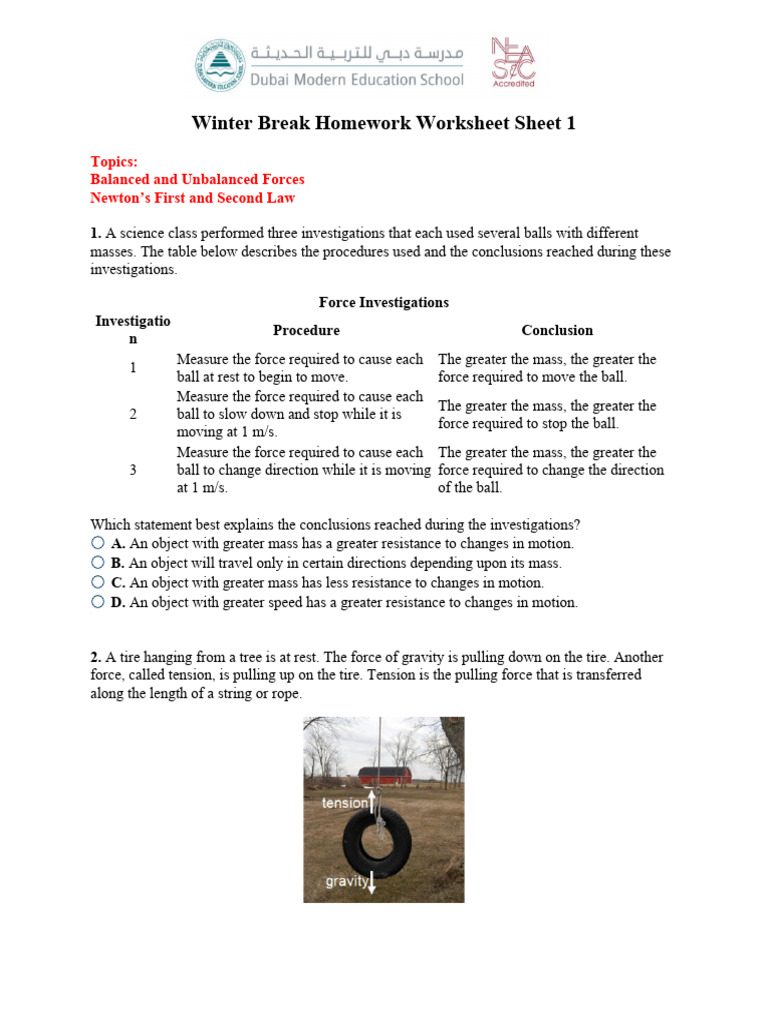 Winter Break Worksheet 1 | PDF