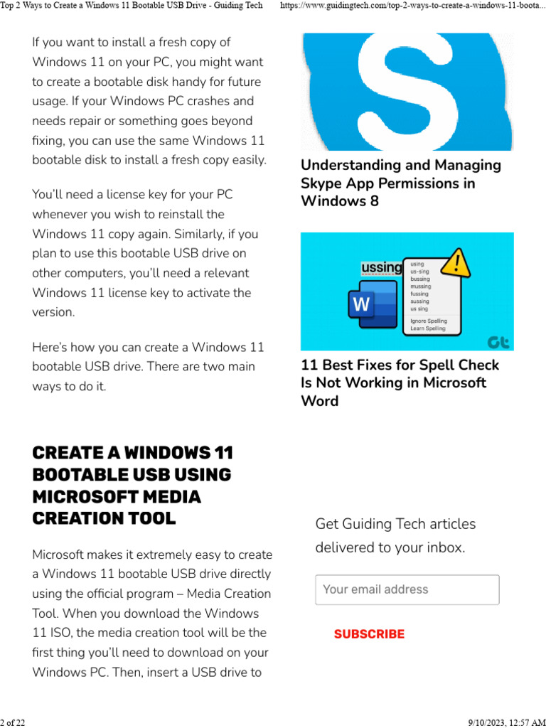 Create A Windows 11 Bootable USB Drive - Guiding Tech | PDF