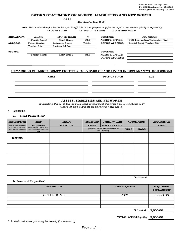2015-SALN-Form | PDF
