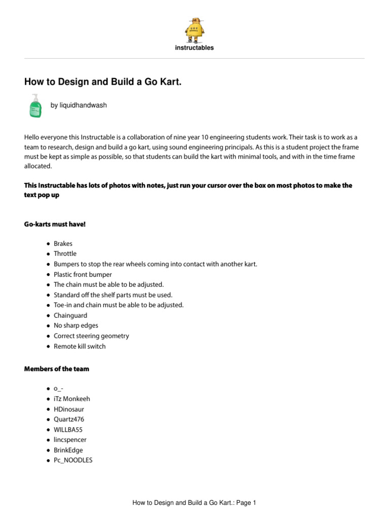 How to Design and Build a Go Kart | PDF