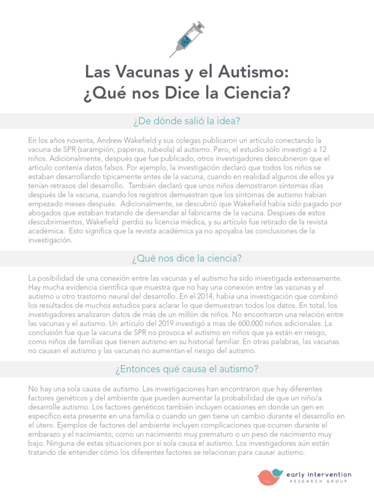 Vaccines-and-Autism-Handout_Spanish_091439 | PDF
