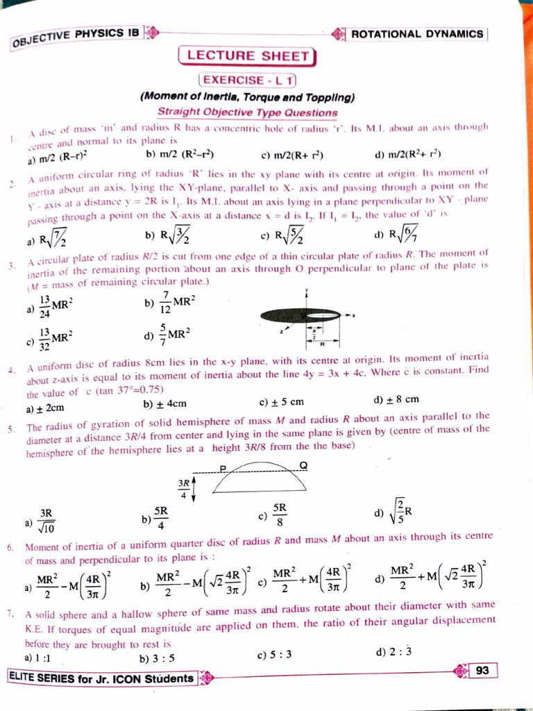 Rotational Dynamics Worksheets | PDF