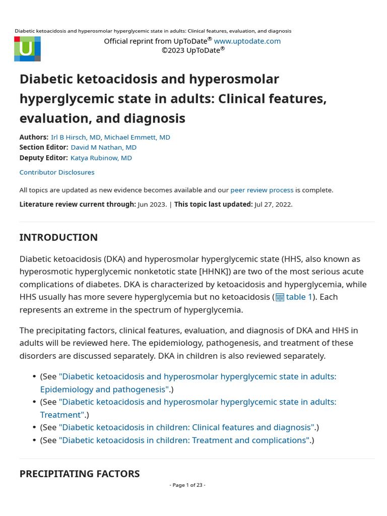 Diabetic Ketoacidosis and Hyperosmolar Hyperglycemic State in Adults ...