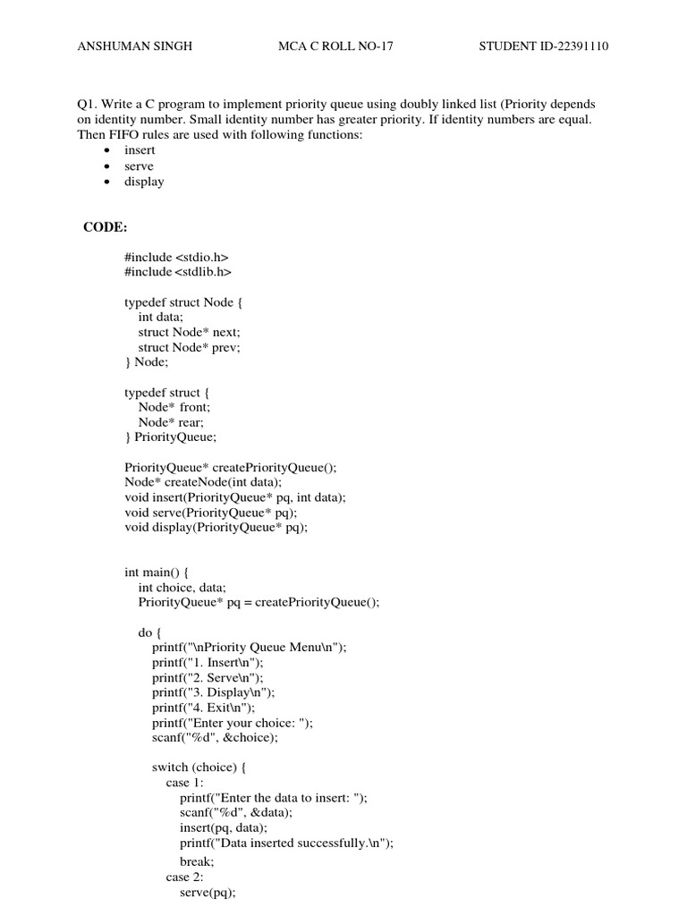 DSA - Termwork ANSHU | PDF