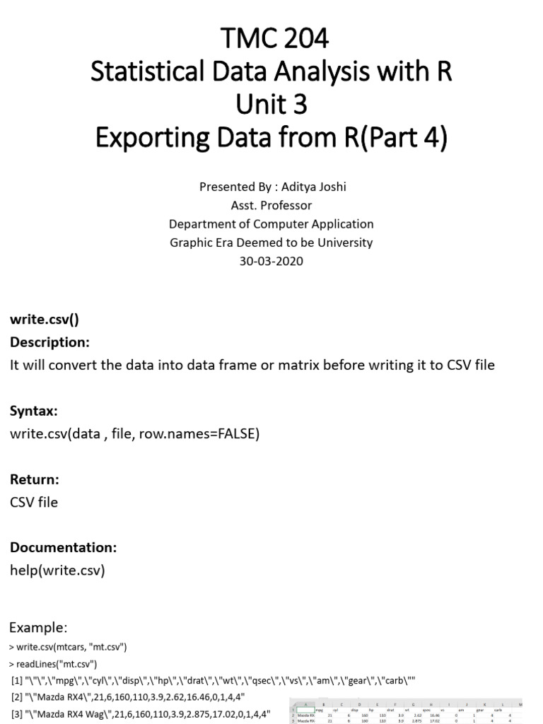 R Exporting Data From R 30-3-2020 (Part 4) | PDF