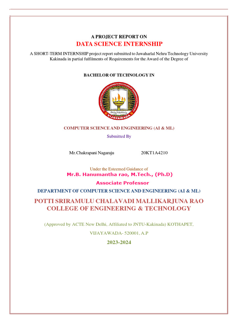 Data SC Ience Internship: Potti Sriramulu Chalavadi Mallikarjuna Rao ...