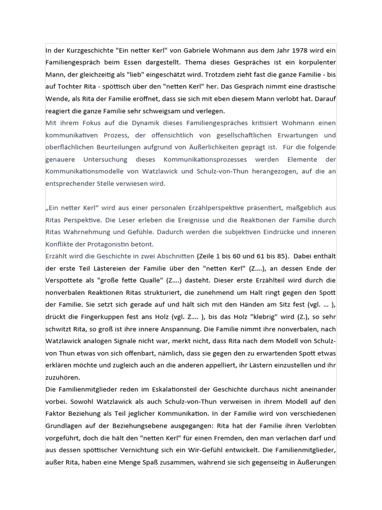 Interpretation Ein Netter Kerl | PDF