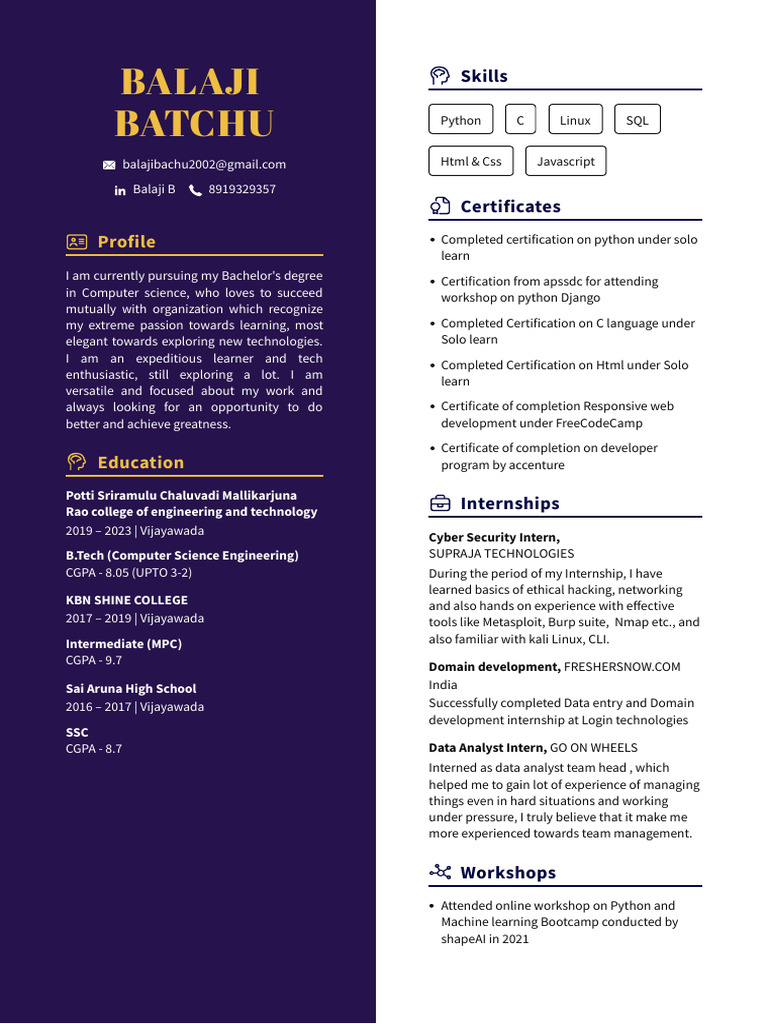 BALAJI - BATCHU - Resume - 05 01 2023 12 44 04 | PDF