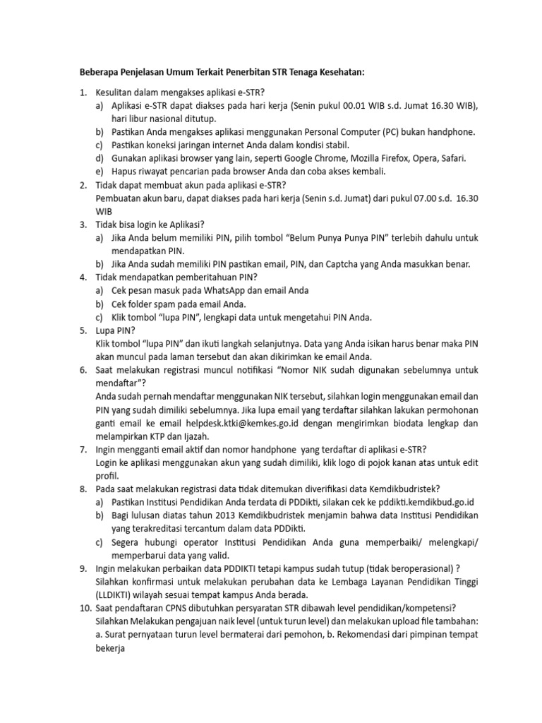 Penjelasan Umum Terkait STR Tenaga Kesehatan | PDF