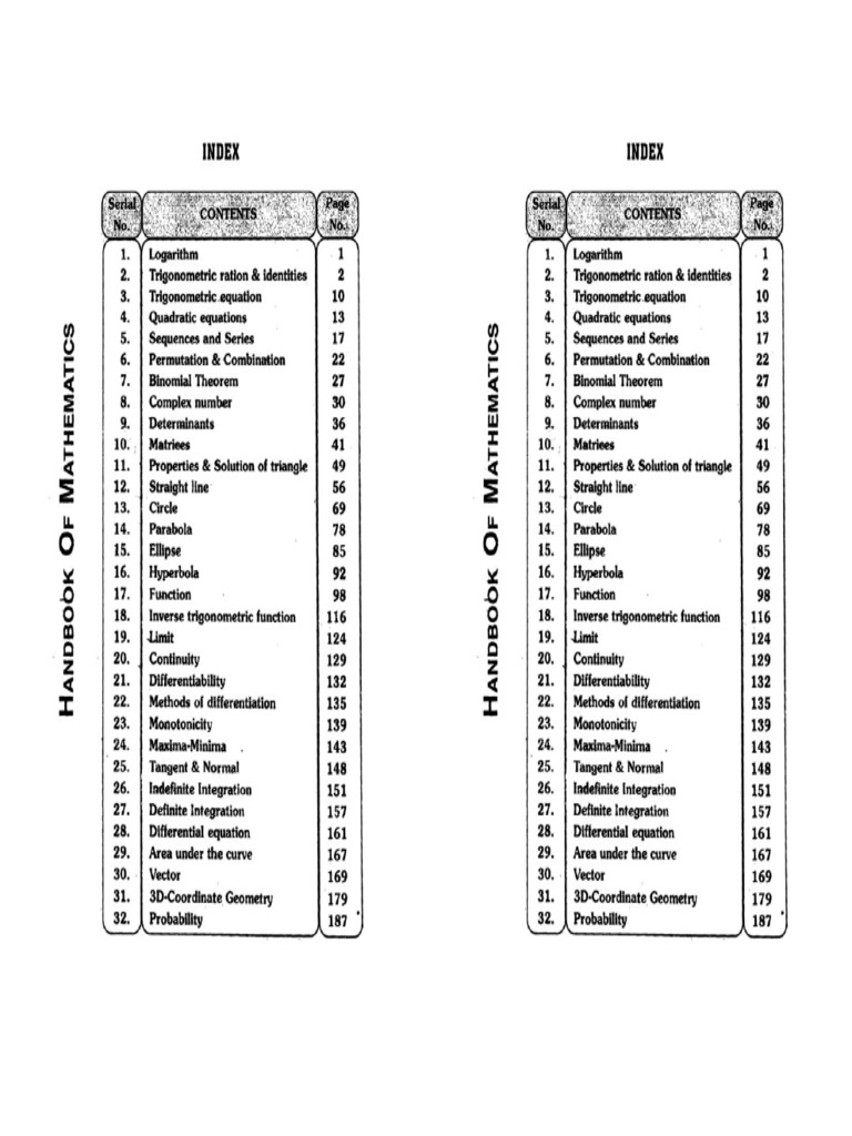 Mathematics Formula Book | PDF