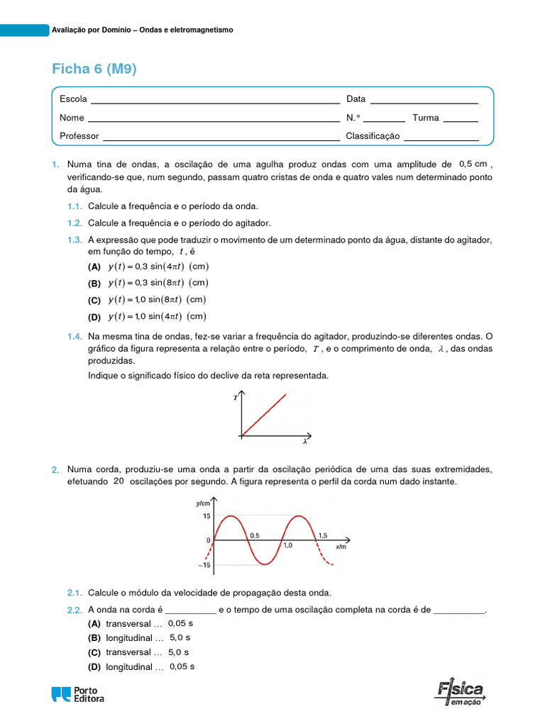 Ficha FQ M9 11 | PDF | Ciências e Matemática