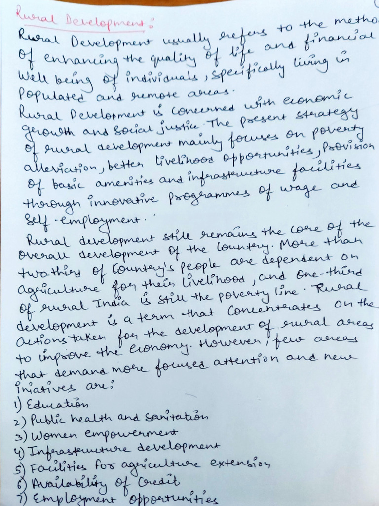 UNIT -1 Notes Rural Development | PDF