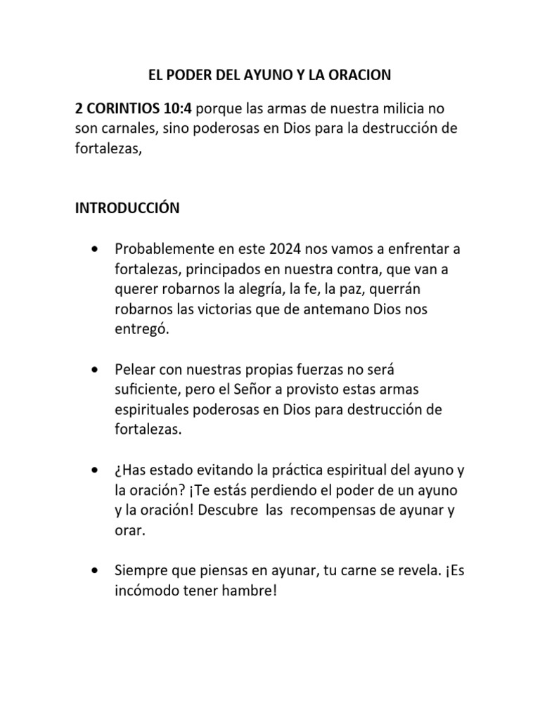 El Poder Del Ayuno y La Oracion 2 | PDF