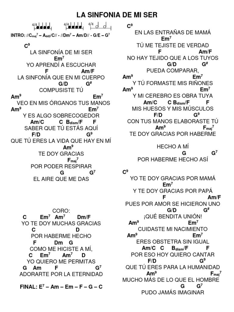 La Sinfonía de Mi Ser - C | PDF