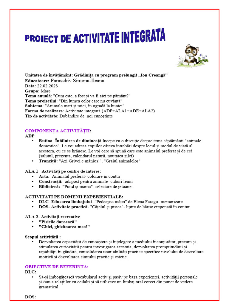 Proiect 2 Prescolar Sem2 | PDF