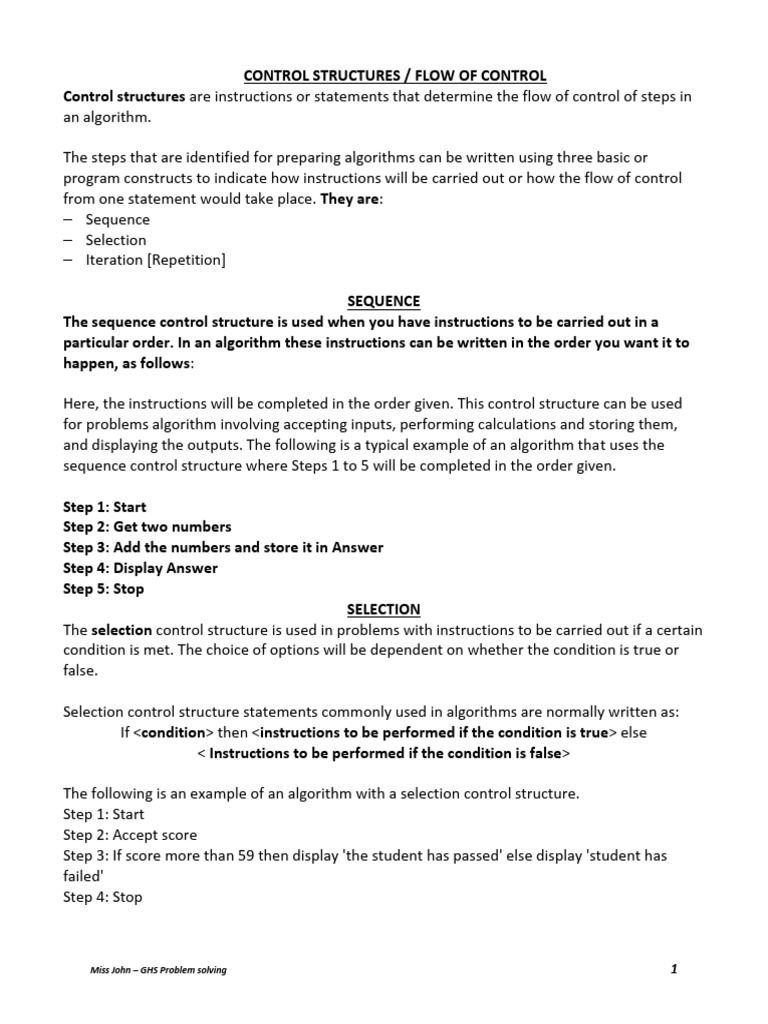 Control Structures Pdf
