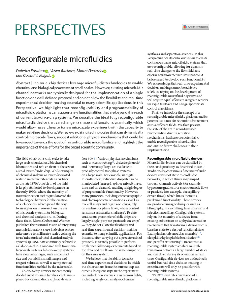 Perspectives: Reconfigurable Microfluidics | PDF