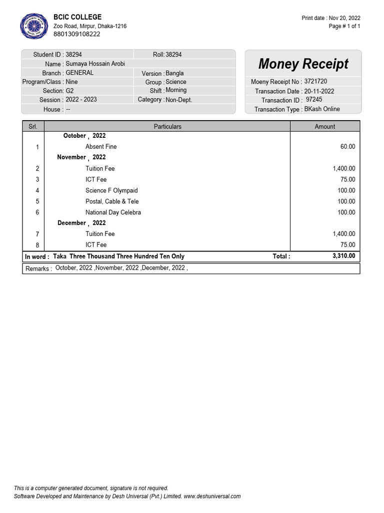 Bank Transcript | PDF | Computing | Service Industries