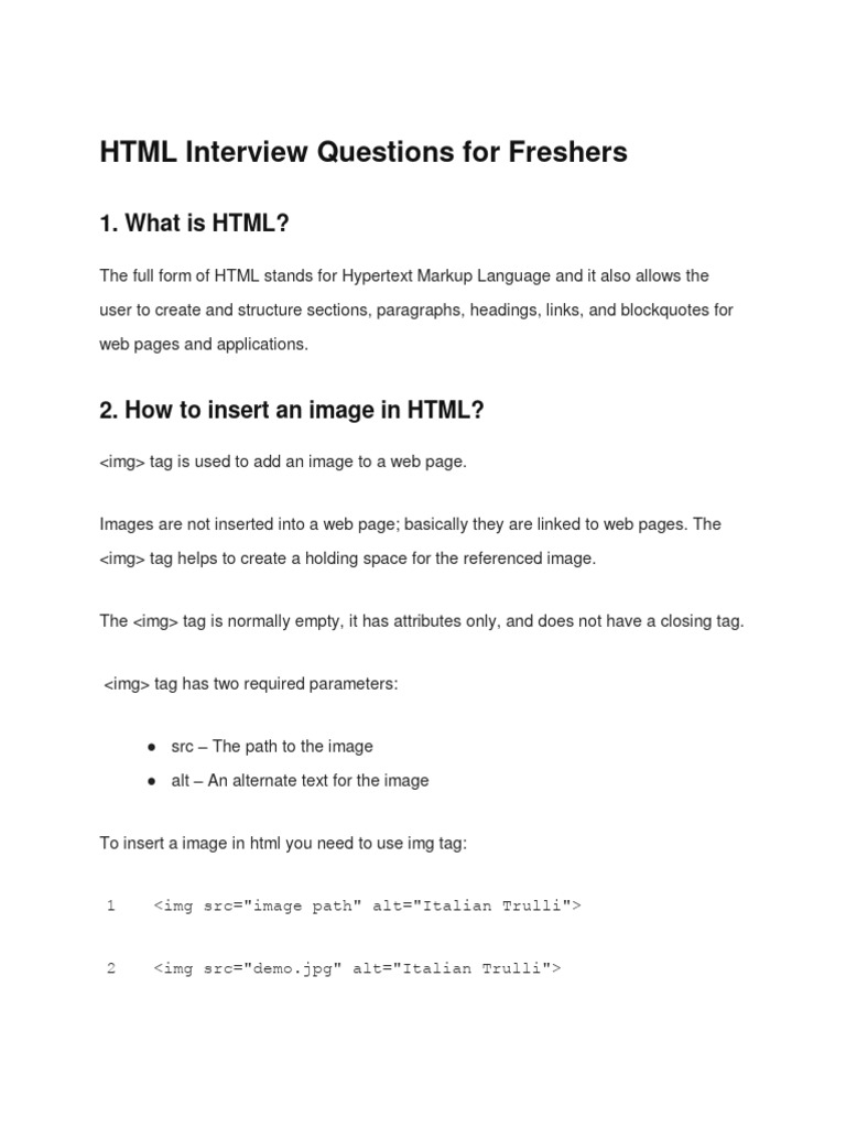HTML Interview Questions | PDF