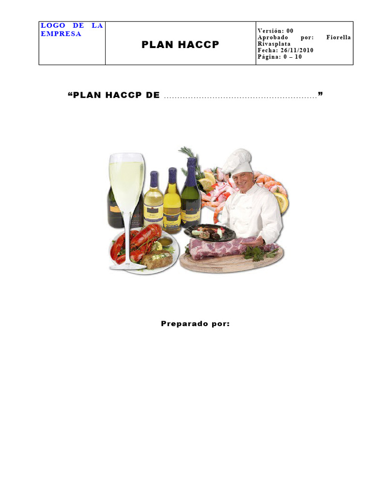 PLAN HACCP COMPLETO | PDF | Análisis de Riesgo y Puntos Críticos de Control | Comida y bebida