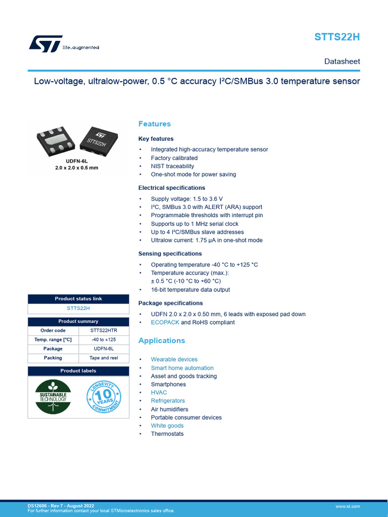 STTS22H Datasheet | PDF