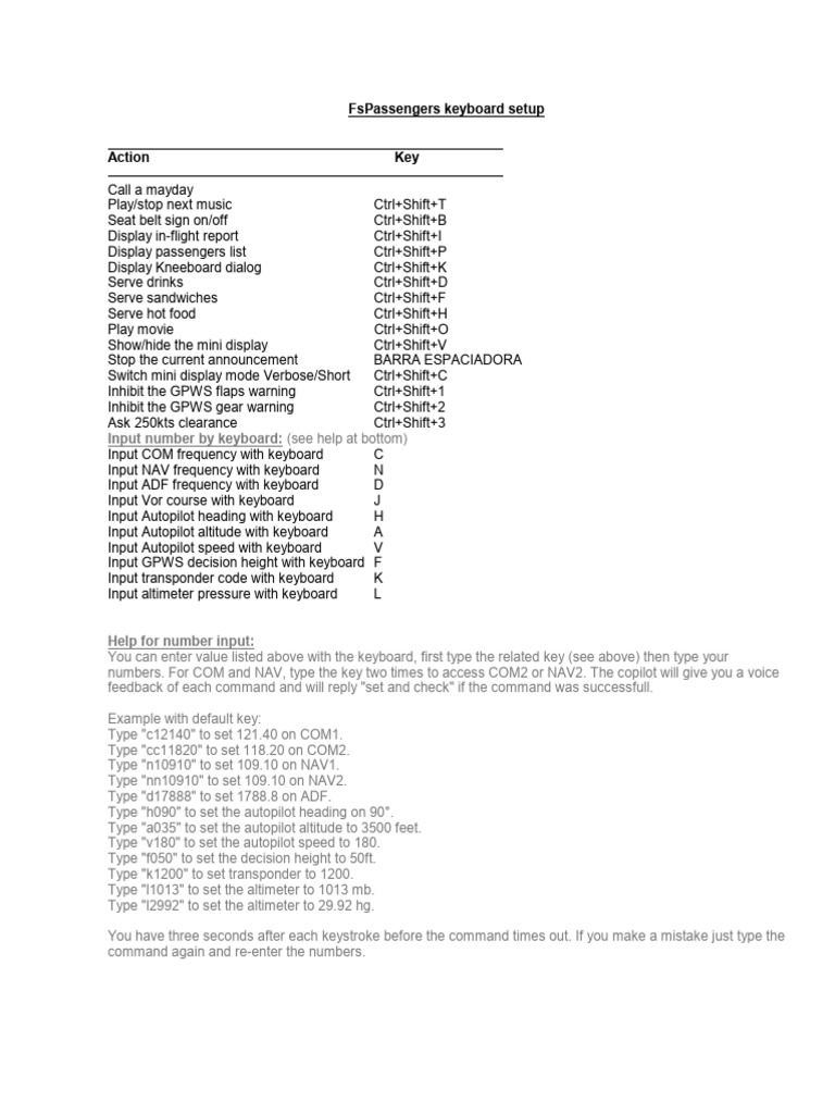 FSPassenger Keyboard Sheet - Before Mods | PDF