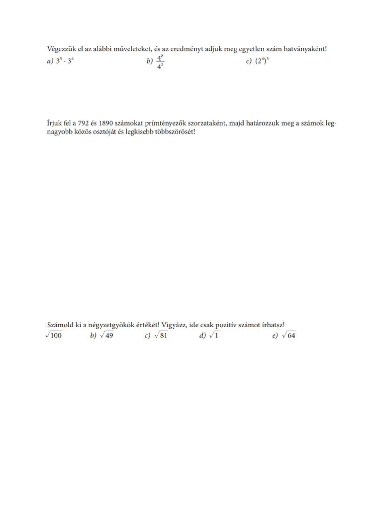 8.o. Matek Dolgozat - Négyzet És Négyzetgyök Lnko, LKKT | PDF