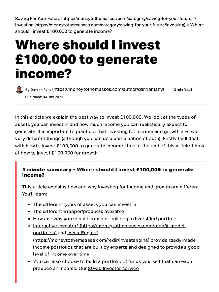 Where To Invest 100k | PDF