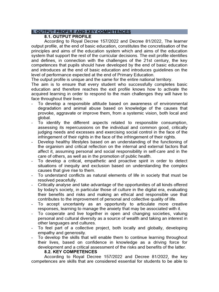 8.output Profile and Key Competences | PDF