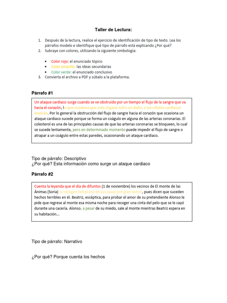 Identificar Tipos de Textos | PDF | Infarto de miocardio | Corazón Identificar Tipos de Textos | PDF | Infarto de miocardio | Corazón