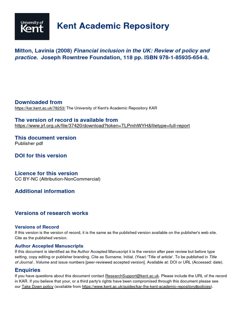 2222 Financial Exclusion Policy | PDF | Financial Inclusion | Poverty