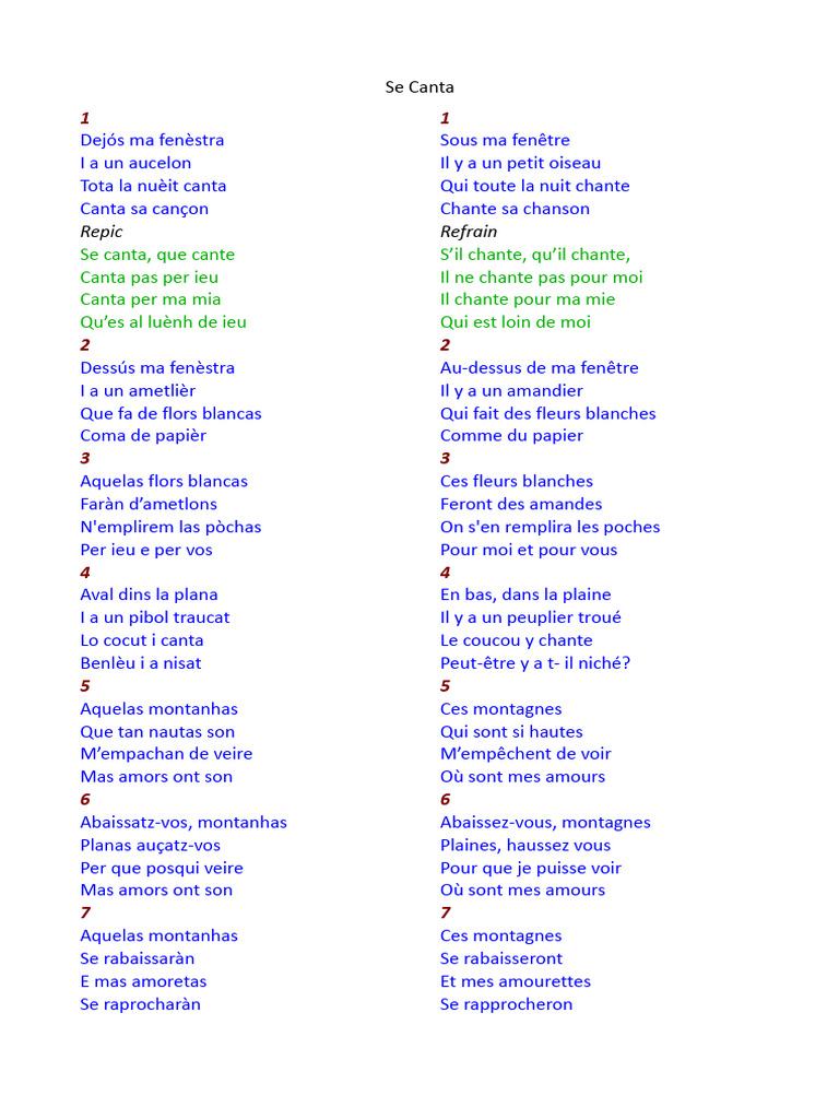 Chants d'amour sous ma fenêtre | PDF