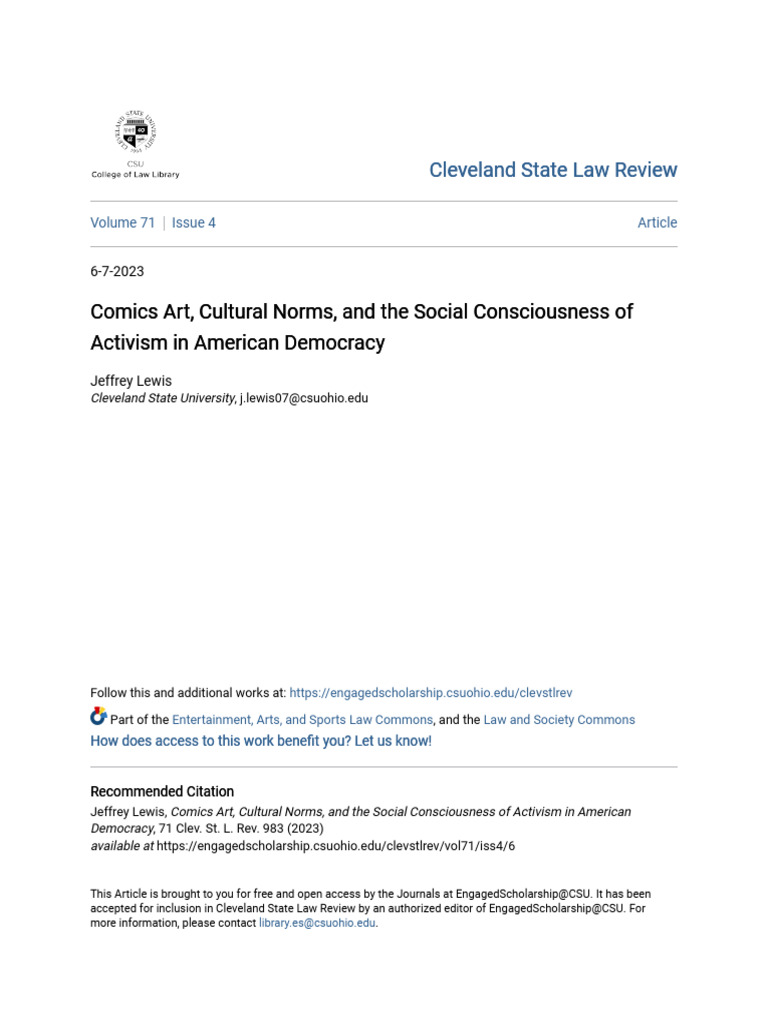Comics Art Cultural Norms and The Social Consciousness of Activ | PDF