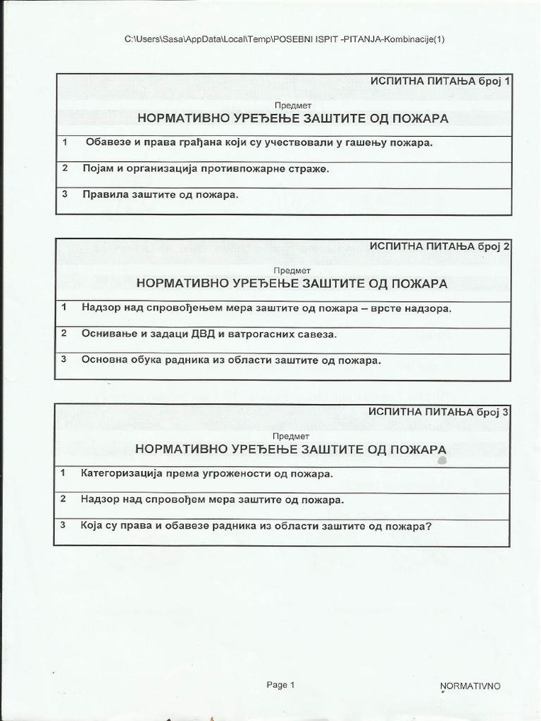 Pitanja Za Ispit - Normativno Uređenje | PDF