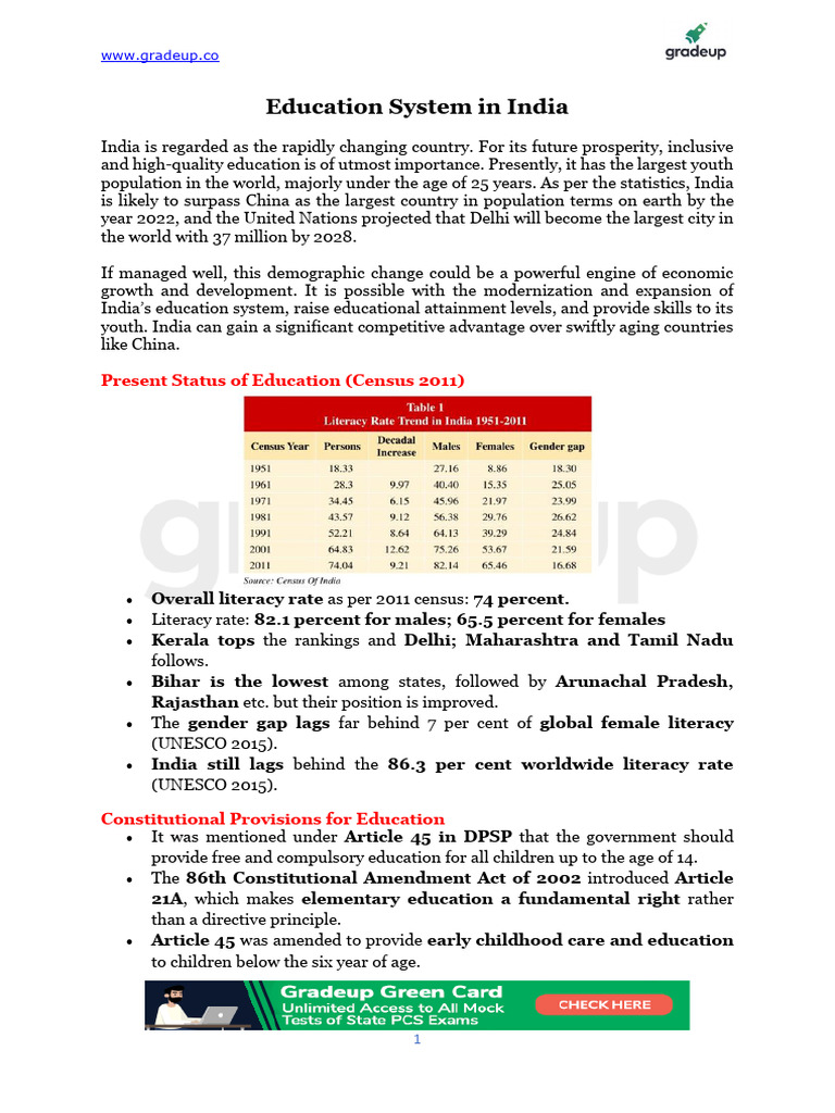 Education System of India 58 | PDF