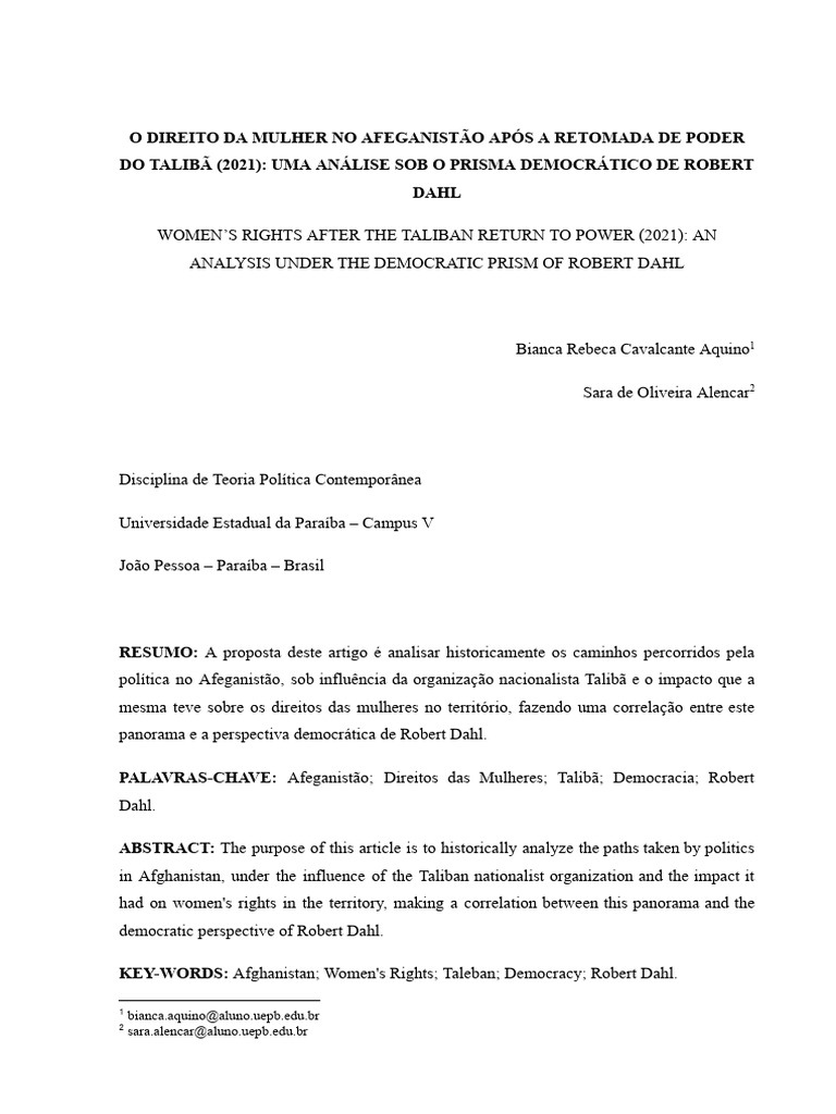 Os Direitos Das Mulheres No Afeganistao Apos A Retomada de Poder Do ... Os Direitos Das Mulheres No Afeganistao Apos A Retomada de Poder Do ...