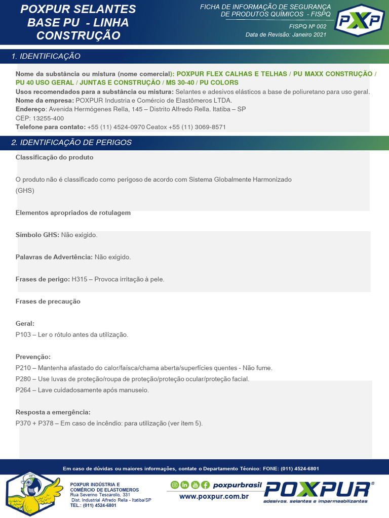 002 Fispq Linha Construcao Calhas e Telhas Pu Maxx Pu 40 Juntas e Construcao MS 3040 | PDF