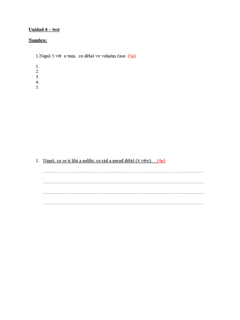 Test Verbo Gustar 02.12 | PDF