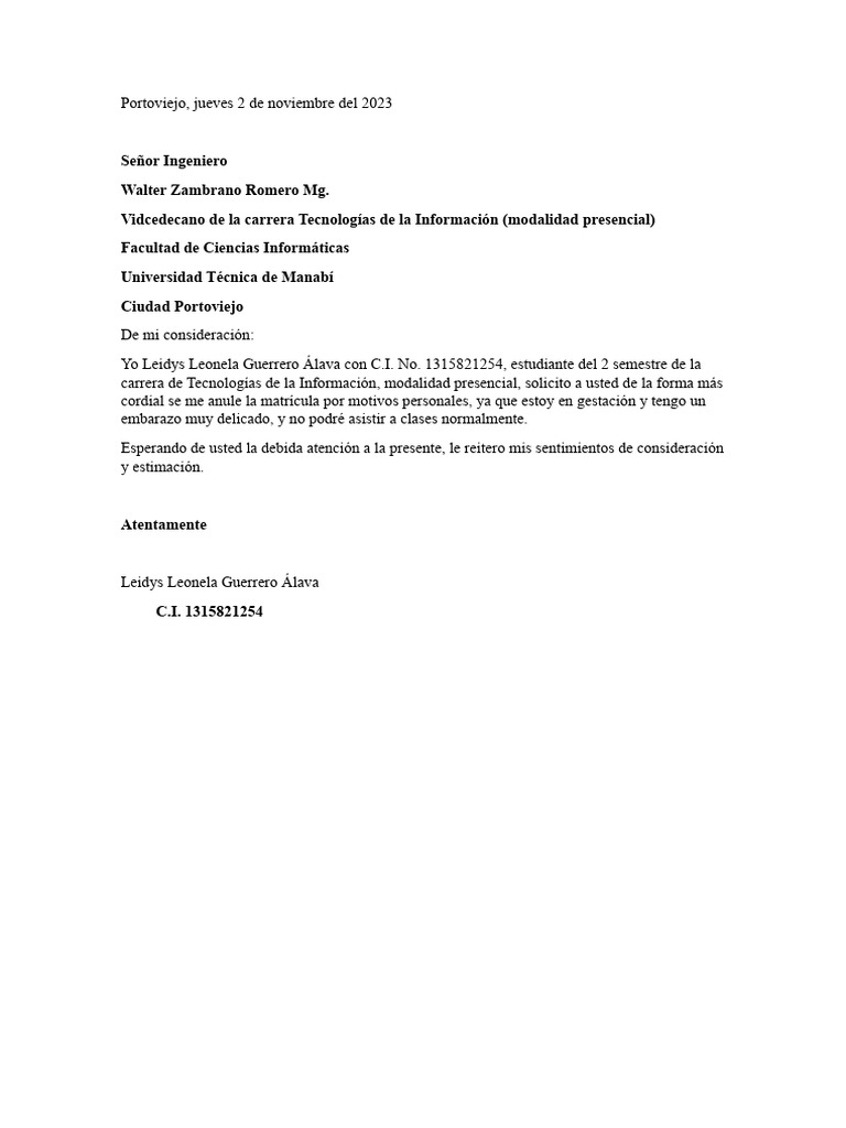 Anulacion de Matricula | PDF