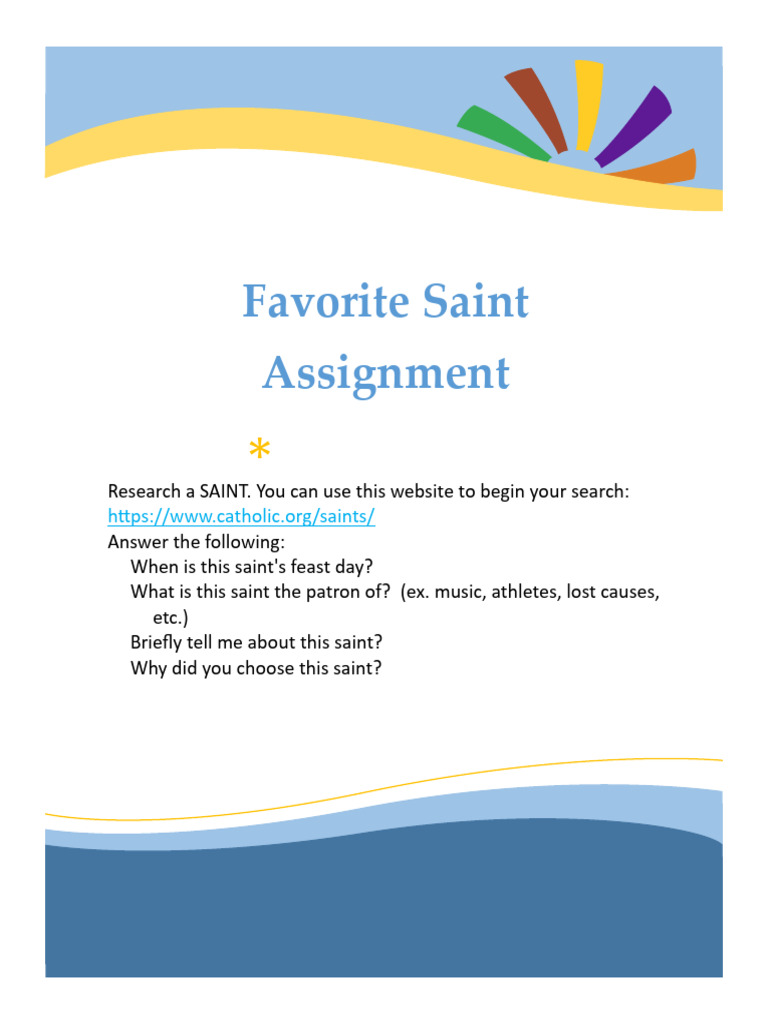 Saint Research Assignment | PDF | Religion & Spirituality