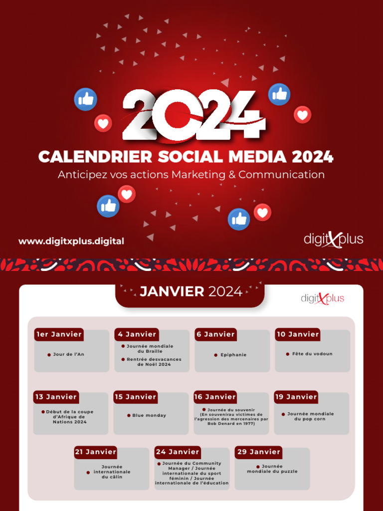 Calendrier Social Media 2024 by Digitxplus | PDF