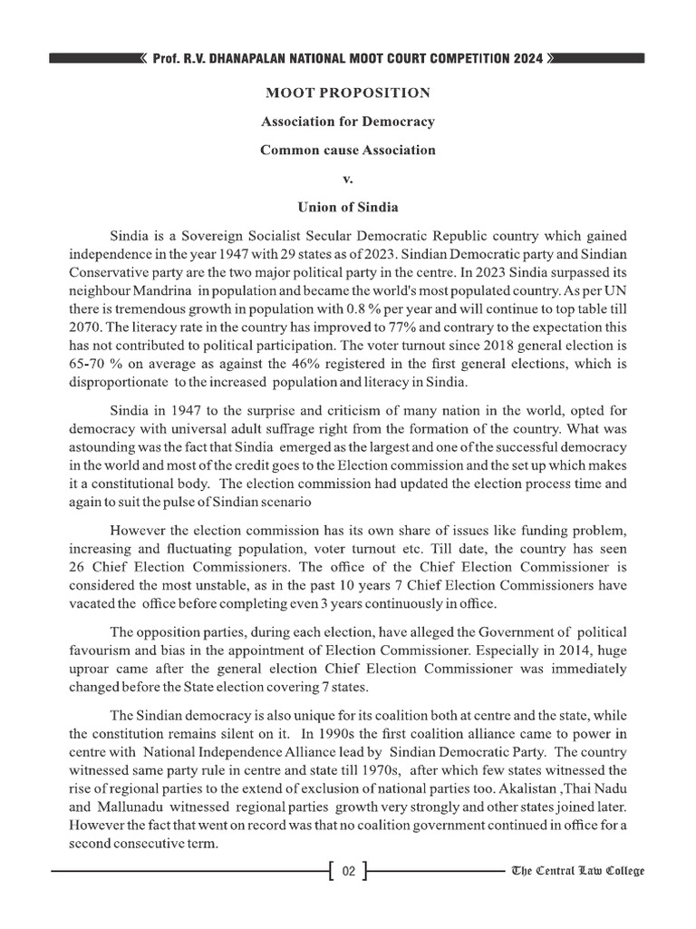 Moot Court Brochure 2024 Proposition | PDF