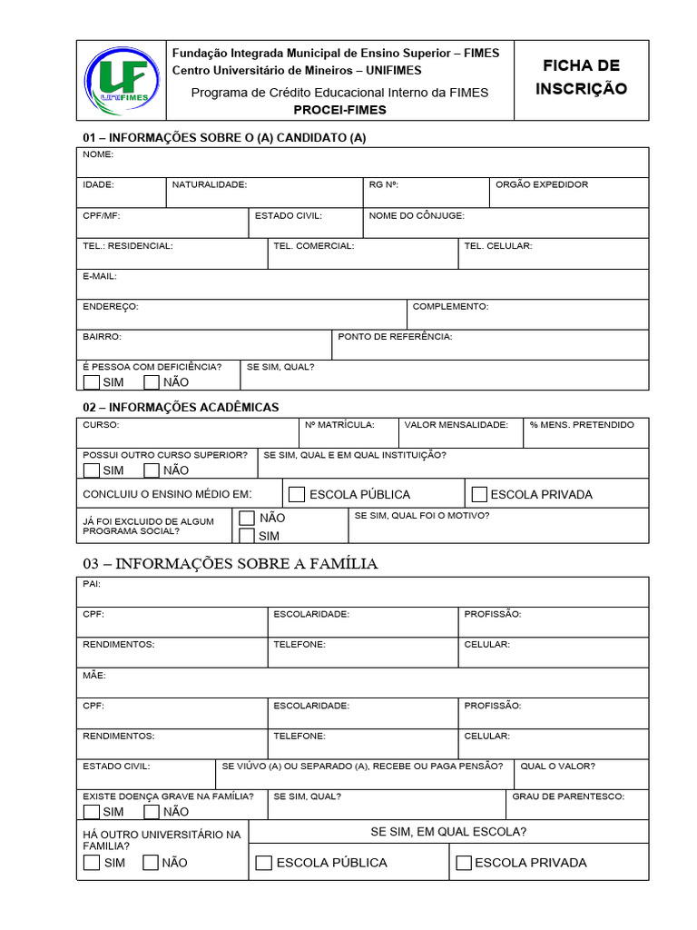 05 - Ficha de Inscrição | PDF