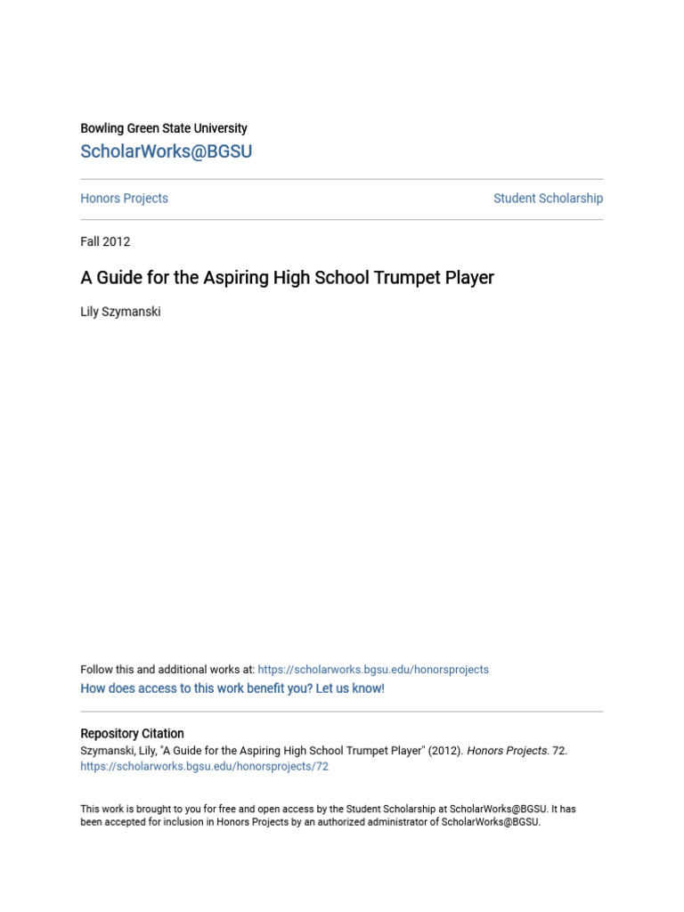 A Guide For The Aspiring High School Trumpet Player | PDF