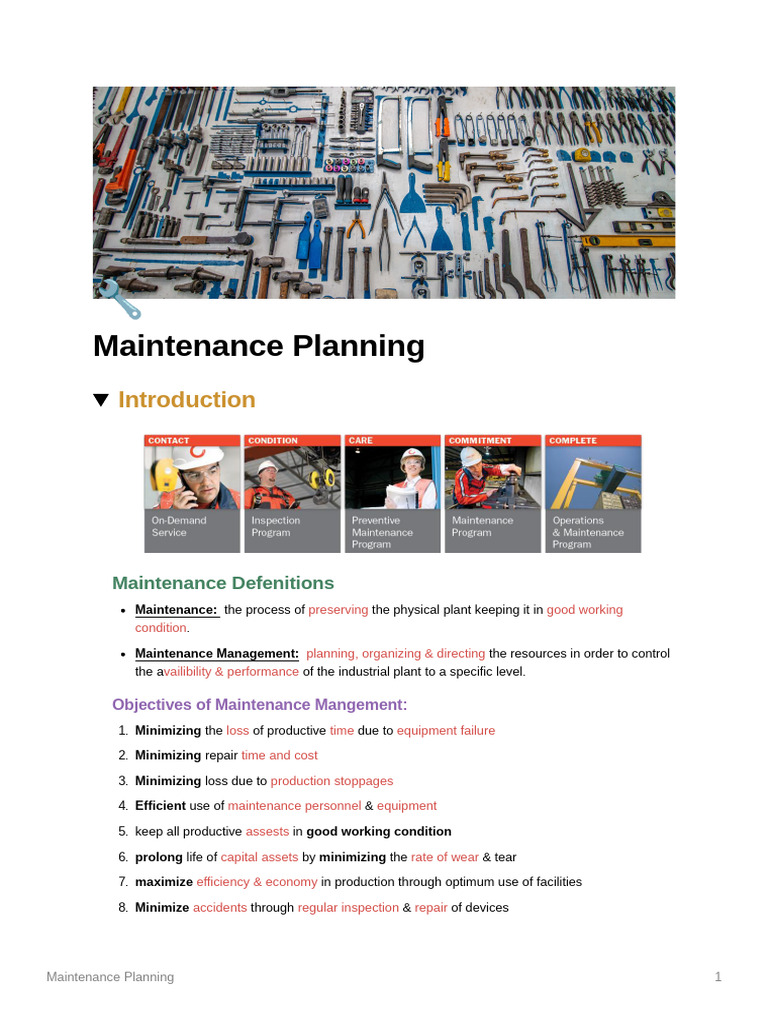 Maintenance Planning | PDF | Forecasting | Business