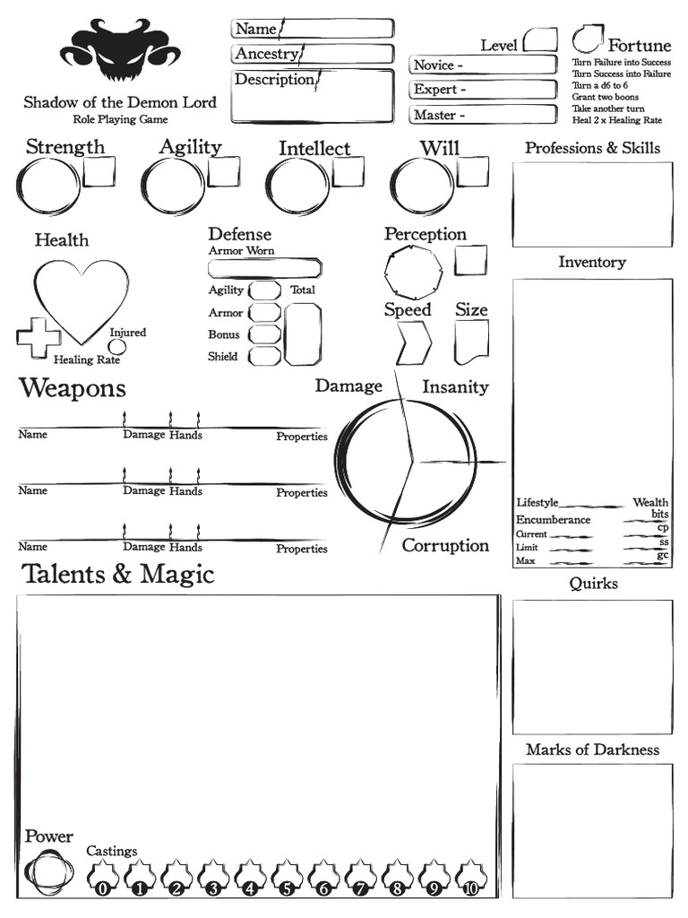 SotDL Character Sheet Printer Friendly | PDF