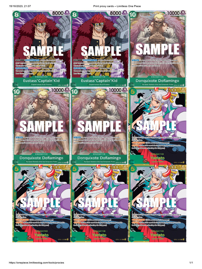 Print Proxy Cards - Limitless One Piece | PDF