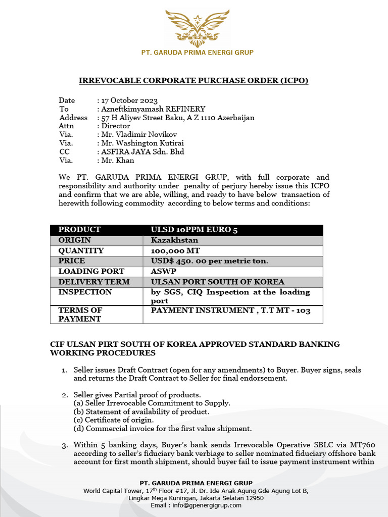 Icpo Gpeg En590 (Asfira Jaya) Rev.01 | PDF