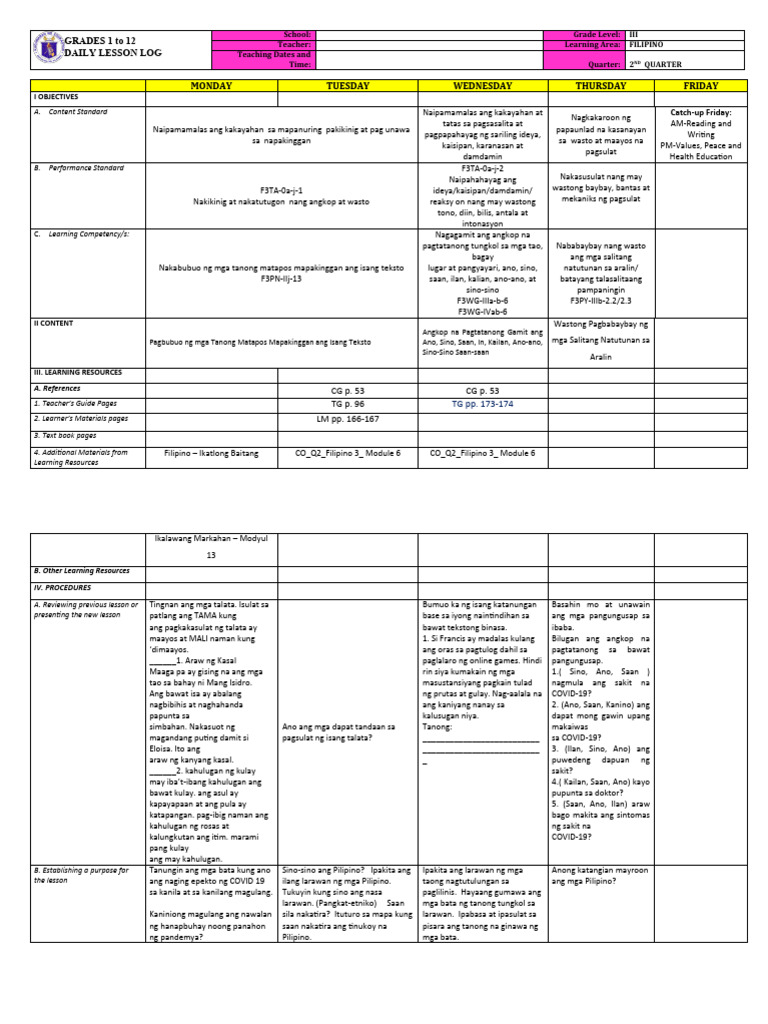 DLL Filipino-3 Q2 W8-2024 | PDF