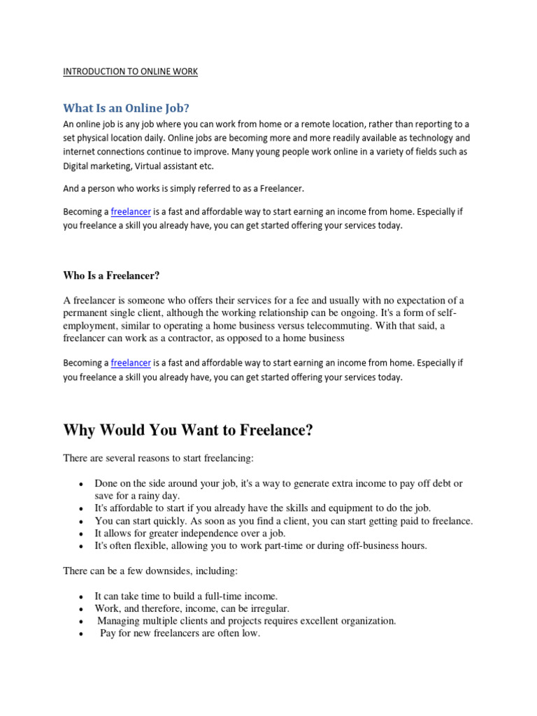 Introduction To Online Work | PDF